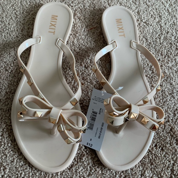 Mixit | Shoes | Mixit Nude Studded Bow Sandals | Poshmark